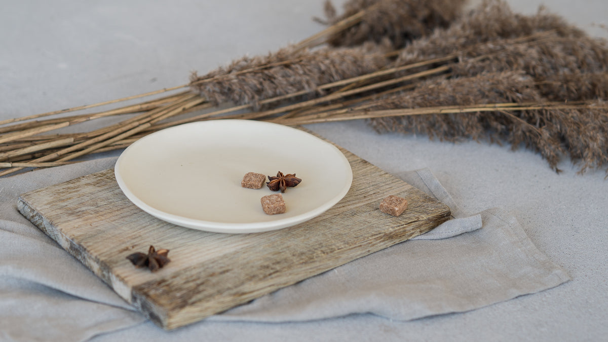 Creamy handmade ceramic matte dessert plate – Mr. Bowl Ceramics